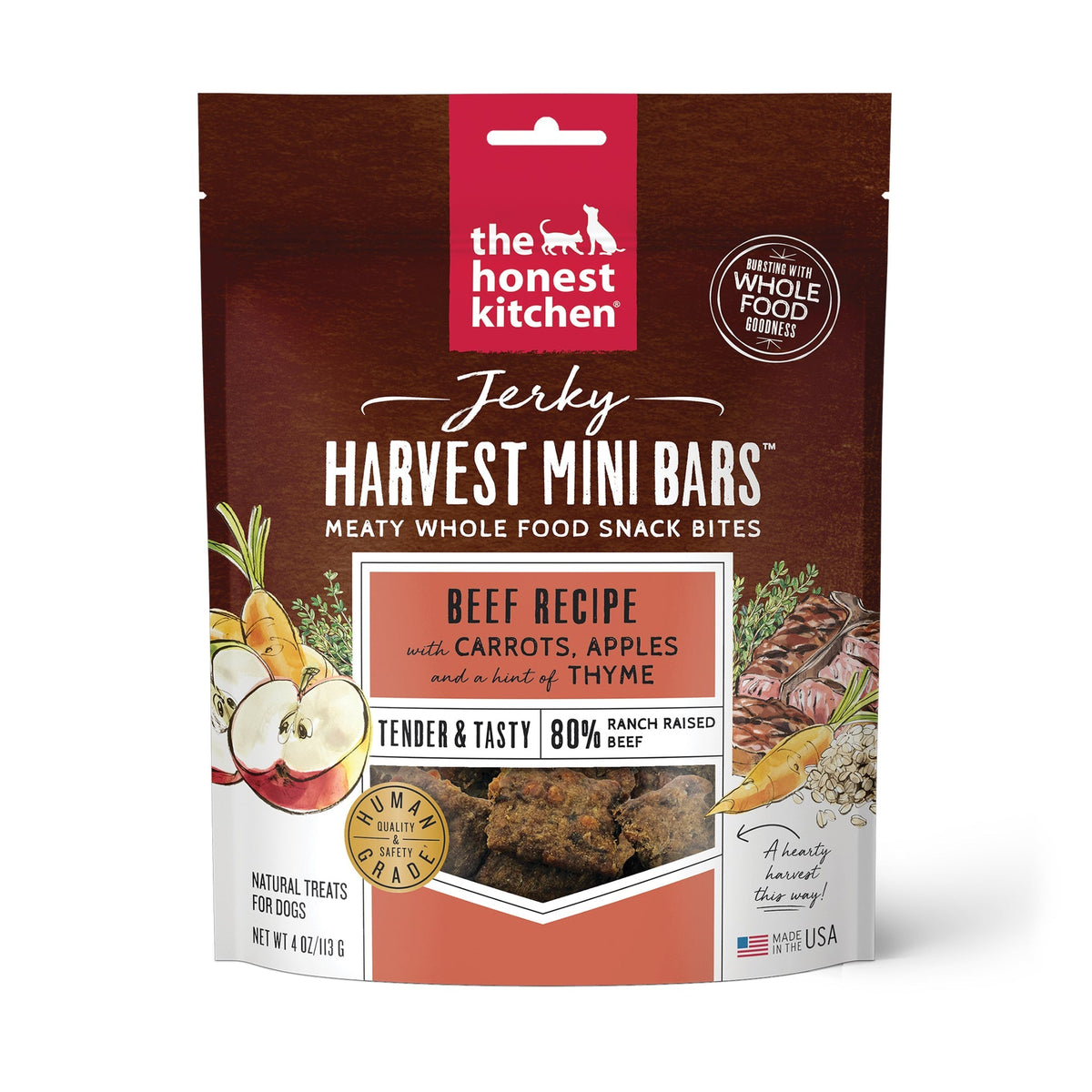The Honest Kitchen Jerky Harvest Mini Bars Beef Recipe With Carrots ...